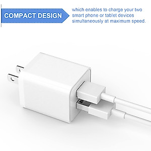 6Pack USB Wall Charger, iGENJUN 2.4A Phone Charger Dual USB Port Cube Power Plug Adapter Fast Wall Charger Block Compatible with iPhone 16/16 Pro/15/15 Pro, Samsung Galaxy, Pixel, LG, Android-White