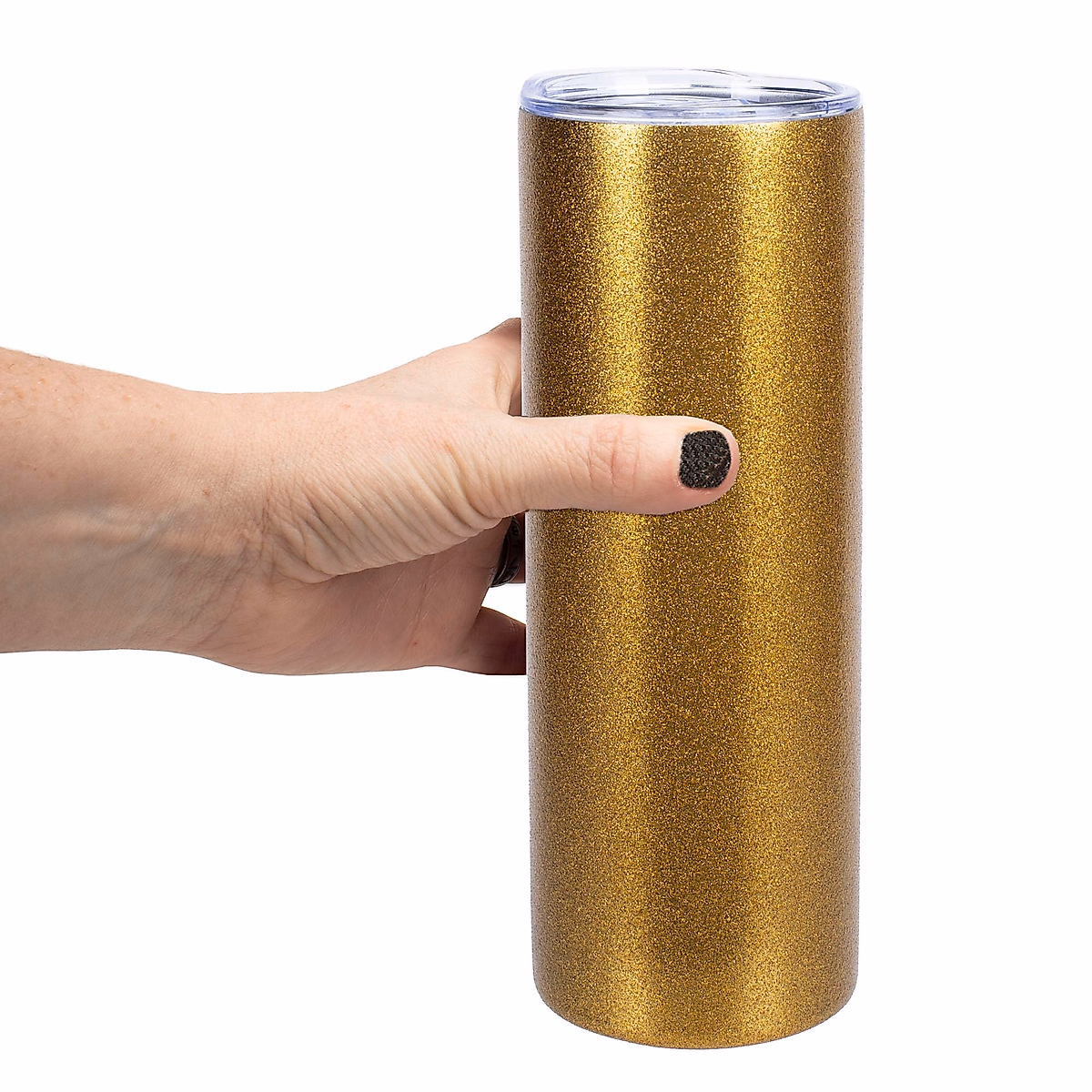 Elanze Designs Cow Animal Print Wrap-Around Design 20 Ounce Insulated Stainless Steel Coffee Travel Tumbler Mug Cup, Slide Top Lid & Reusable Straw, Vegas Gold Glitter