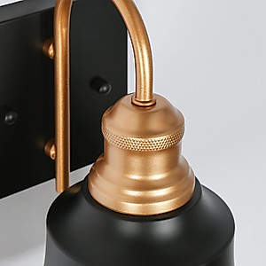 classy leaves Black Wall Sconces, Modern Farmhouse Sconce Wall Lighting Metal Shade Wall Mount Sconce Light Fixtures for Bedroom Mirror Living Room Matte Black and Dark Gold Finish