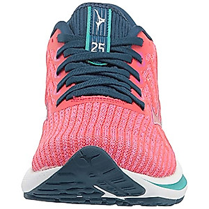 Mizuno Women's Wave Rider 25 WAVEKNIT™ | neutral Support Running Shoe |Eco Friendly Materials | Waveknit- Cayenne/Phlox Pink | US 8.5