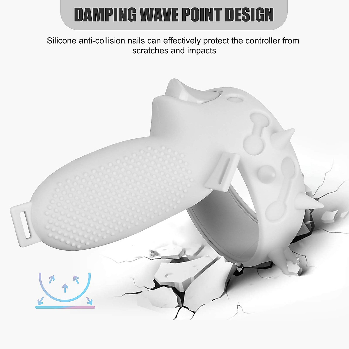 MASiKEN Controller Grips Cover with Face Cover for Meta Oculus Quest 2, Anti-Throw Grips Spike Cover with Adjustable Wrist Strap and Sweatproof Silicone Face Pad, Quest 2 Accessories Kit (White)