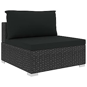 QZZCED 10 Piece Patio Lounge Set with Cushions,Outdoor Couch,Patio Bar Set,Modern Outdoor Furniture,Dining Bench with Back,Bistro Set,for Patio Deck Garden,Backyard & Lawn,Poly Rattan Black