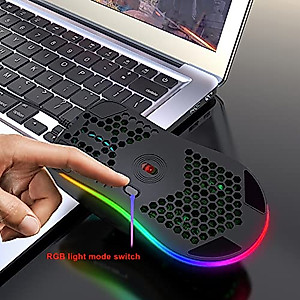 Ruiqas Optical Mouse 6 Buttons Macro Programmable Ergonomic Wired Gaming Mouse with RGB Light 6400DPI for Desktop PC Computer