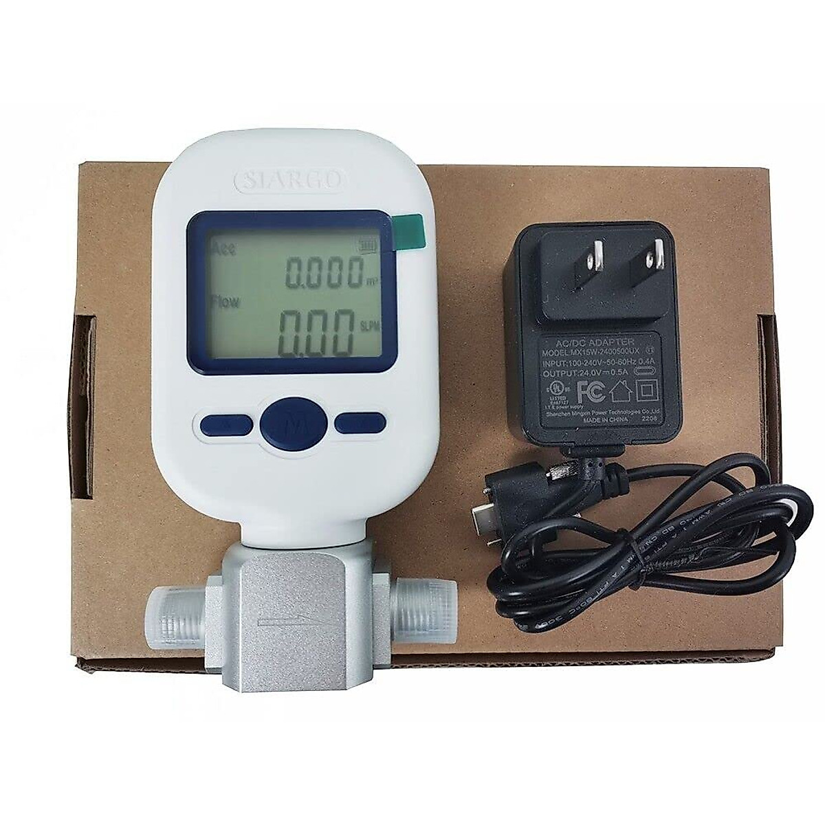 Digital Gas Mass Flow Meter Air Argon Nitrogen Oxygen Flow Rate Meter Range 0-100L/Min MF5708