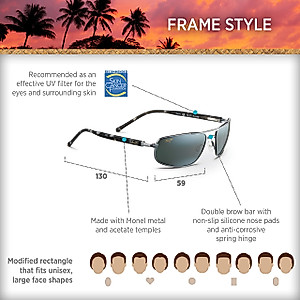 Maui Jim Men's Kahuna Polarized Rectangular Sunglasses, Gunmetal/Neutral Grey, Medium