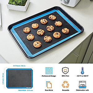 2PCs GUY DREAM Perforated Silicone Baking Mat 11-4/5" x 15-3/4" - Eclair Mat for Baking - Steaming Mesh For Half Size Cooking Sheet - Non-Stick Reusable Oven Liner