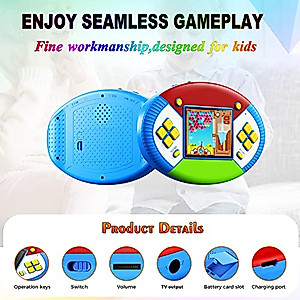 Beijue Kids Games Console Toys With 220 16 Bit Video Games,Handheld Gaming Consoles Stuff for Boys and Girls,Portable Rechargeable Family Retro Games Center Party Favors Christmas Birthday Gift (Blue)