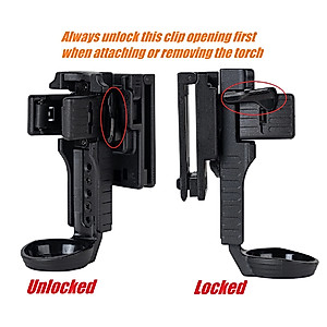 TACNEX Quick Release Flashlight Holder w/Duty Belt Clip Tactical Torch Holster Carrier Rotatable Light Carry Case Stand fit 1"-1.25" Diameter Flashlight for Police Leo Security Military Work Patrol