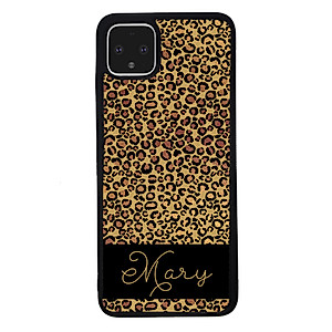 Leopard Skin Plain Personalized Black Rubber Phone Case Compatible With Google Pixel 8 Pro, 8a, 8, 7a, 7, Pixel 7 Pro, 6a, Pixel 6 Pro, 6, 5, 4a 5G, 4a 4G, 4, 4 XL, 3a, 3a XL, 3, 3 XL, 2 XL, 2