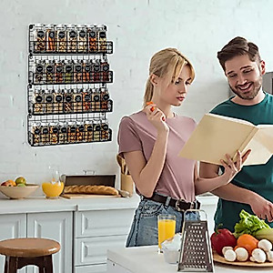 Spice Rack Organizer Wall Mounted 4-Tier Stackable Hanging Spice Jars Storage Racks,Great for Kitchen and Pantry,Up to Storage 36 Jars(Patent No.:US D909,138 S)