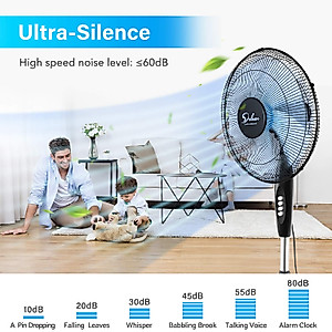 Simple Deluxe Oscillating 16″ 3 Adjustable Speed Pedestal Stand Fan for Indoor, Bedroom, Living Room, Home Office & College Dorm Use, 16 Inch, Black