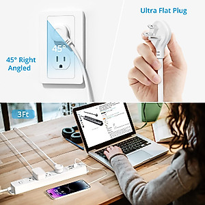 TROND Ultra Thin Flat Plug 3ft Extension Cord 1625W+TROND Bluetooth 5.2 Transmitter Receiver, 2-in-1 Bluetooth Adapter for TV to Airpods or Wireless Headphones