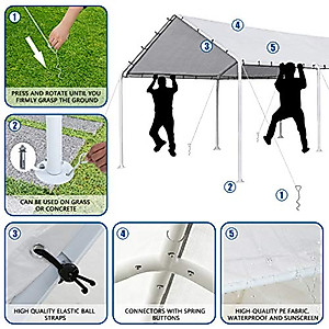 FDW Carport Car Port Party Tent Car Tent 10x20 Canopy Tent Metal Carport Kits Outdoor Garden Gazebo, Not Good for Strong Wind Condition