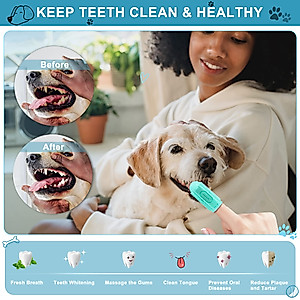 YUEYUEJIA Dog Toothbrush Finger Toothbrush Dog Tooth Brushing Kit Dog Finger Toothbrush for Dog Teeth Cleaning Dog Dental Care Dog Tooth Brush (Green, 1 Count (Pack of 4))