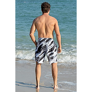 Goodstoworld Mens Swimming Trunks Compression Liner Swimwear Swim Board Shorts 9 Inch Inseam Beach Bathing Suits Black White Graffiti