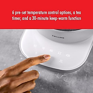 ZWILLING Enfinigy Glass Kettle 1.7L, Tea Kettle, 6 Preset Temps for the Perfect Cup, Tea Timer, Silver