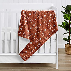 Sweet Jojo Designs Rust White Boho Tribal Mudcloth Boy Girl Blanket Receiving Security Swaddle Newborn Toddler Nursery Soft Minky Orange Woodland Bohemian Southwest Geometric Arrow Aztec Mud Cloth