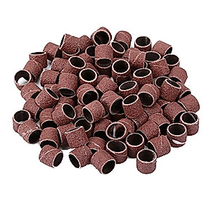 Dophee 100Pcs Sanding Drum 1/2(inch) 80 Grit Sand Bands Shank Rotary Tool Kit with 2Pcs Mandrels