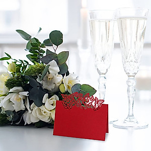 50PCS Table Name Place Cards with Laser Cut Butterfly for Table Seating, Tented Name Card Folded Blank Card for Wedding Party Baby Shower Table Setting Seating Place Cards
