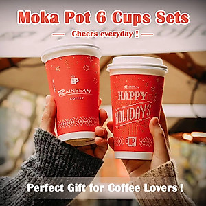 RAINBEAN Italian Expresso Maker, Moka Pot, Stovetop Coffee Makers, Stainless Steel Coffee Maker, Suitable for Induction Hob, 240ml/8.5oz/4 cup (espresso cup=50ml)