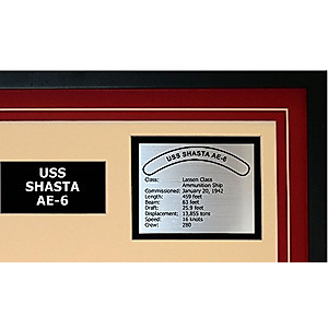 Navy Emporium USS SHASTA AE 6 Framed Navy Ship Display Burgundy