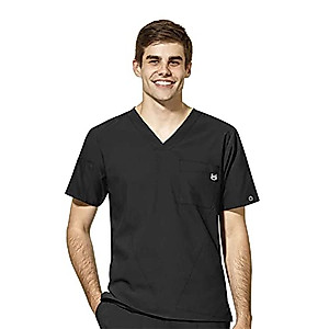 WonderWink W123 Men’s V-Neck Scrub Top — Black, Medium