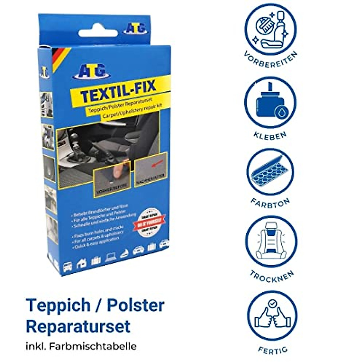 Carpet Upholstery Burn Hole Cut Rips Tears Repair Kit Carpet Kits Car Upholstery Repair