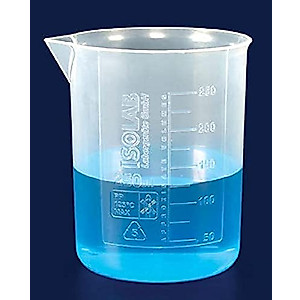 ISOLAB 026.01.S01.Set4 7 Pieces Premium Laboratory Plastic Beaker Set, High Clarity, Polypropylene, Raised Graduations, Autoclavable, 25 mL, 50 mL, 100 mL, 250 mL, 500 mL, 1000 mL, 2000 mL