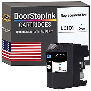DoorStepInk Remanufactured in The USA Ink Cartridge Replacements for Brother LC101 Cyan for Printers DCP-J152W MFC-J245 MFC-J285DW MFC-J450DW MFC-J470DW MFC-J475DW MFC-J650DW