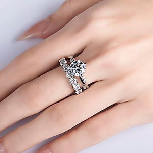 Catfoony 5cttw Moissanite Eternity Ring, D Color Lab Created Diamond Sterling Silver Eternity Wedding Band Ring for Women (9.5)