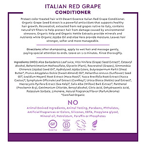 Desert Essence Italian Red Grape Conditioner Antioxidant-Rich Resveratrol, Organic Sea Kelp & Nettle Extracts Minerals & Vitamins - Vegan, Gluten-Free, Cruelty-Free - 8oz