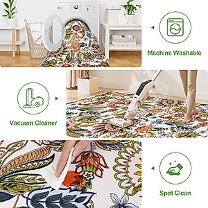2'x3' Area Rug Floral Boho Area Rug Washable Rug Non-Slip Flower Rug for Kitchen Entryway Bathroom Living Room Office, (2'x3', Paisley)