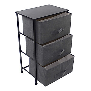 Sorbus Nightstand with 3 Drawers - Bedside Furniture & Night Stand End Table Dresser with Steel Frame, Wood Top, Easy Pull Fabric Bins for Home, Bedroom Accessories, Office & Dorm