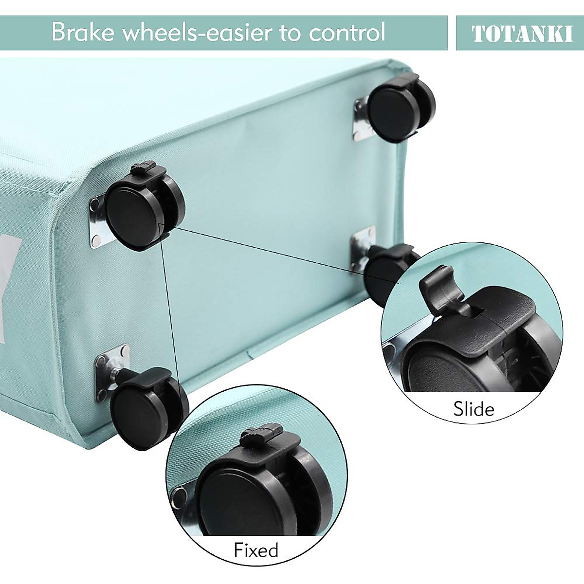 TOTANKI 25" Rolling Slim Laundry Basket on Wheels, Foldable Laundry Hamper with Handle, Collapsible Laundry Sorter and Organizer, Tall Storage Basket Bin (Light Blue)