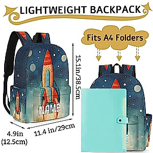 OMFUNS Space Rocket Customized Kids Backpack for Boys Girls Galaxy Planet Personalized Preschool Toddler Backpack Kindergarten Nursery Bookbag Travel Children School Bag