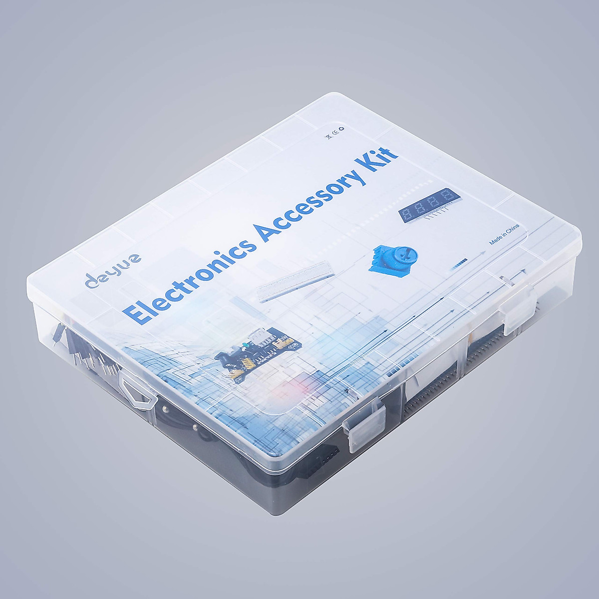 DEYUE 398 Electronic Starter Fun Kit Bundle | Basic Electronics Components Starter Kit | for Arduino, Raspberry Pi, STM32 | Power Supply Module, Power Adaptor, Jumper Wire