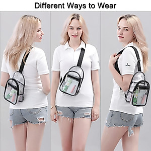 Clear Sling Bag Stadium Approved, Small Clear Chest Backpack, Clear Crossbody Chest Bag for Men Women, Black