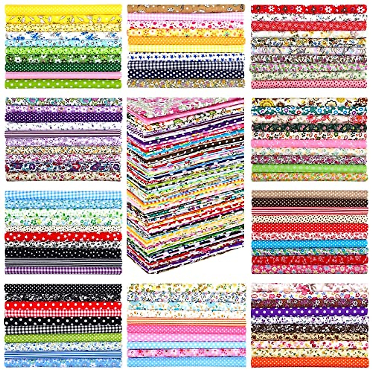 300 Pieces 4 x 4 Inches Cotton Fabric Bundle Precut Patchwork Fabrics Fat Squares Fabric Scraps Cotton Quilting Printed Floral Fabric Patchwork for DIY Craft Sewing Clothing
