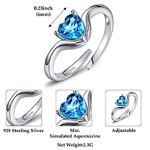 ANNA QUEEN Mother's Day 925 Sterling Silver Hug Birthstone Rings for Women Adjustable Open Promise Statement Ring for Couple Mom Wife Girlfriends