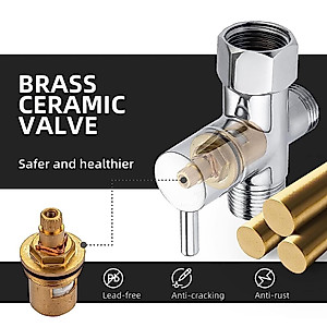 Hlsicnalm Brass T Adapter Brass T Adapter with Shut-Off Valve 3-Way Tee Connector 7/8In X 7/8In X G1/2 for Toilet Bidet Sprayer
