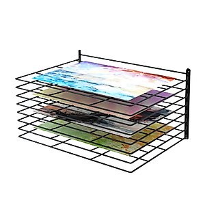Zoom Wall Mounted Art Drying Rack for Classroom Organization, Kids Artwork Storage, Elementary Classroom Must Haves Teacher Toolbox, Art Cart Art Organizer, Print Rack for Artwork (8 Shelves)