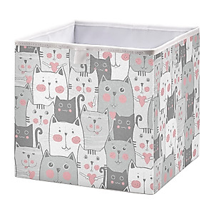 DOMIKING Lucky Cat Storage Baskets for Shelves Foldable Collapsible Storage Box Bins with Cubes Toys Closet Organizers for Pantry Bathroom Baby Cloth Nursery,11 x 11inch