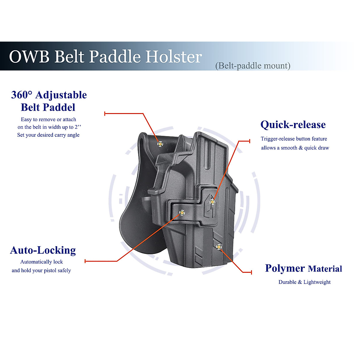 OWB Paddle Holster Compatible with Sig P365X(Not for P365X Macro/RomeoZero), Sig Sauer P365, Sig P365XL, Sig P365 SAS, Open Carry Gun Holster, Adjustable Cant, Quick Release - Right Handed