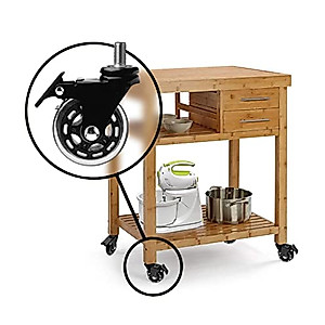 Slipstick CB693 Premium 3 Inch Rubber Caster Wheels with Brake (4 Pack) Replacement Rollerblade Style Swivel Casters with 3/8”– 16x1” Threaded Stem, Includes Mounting Hardware, Black/Clear Castor