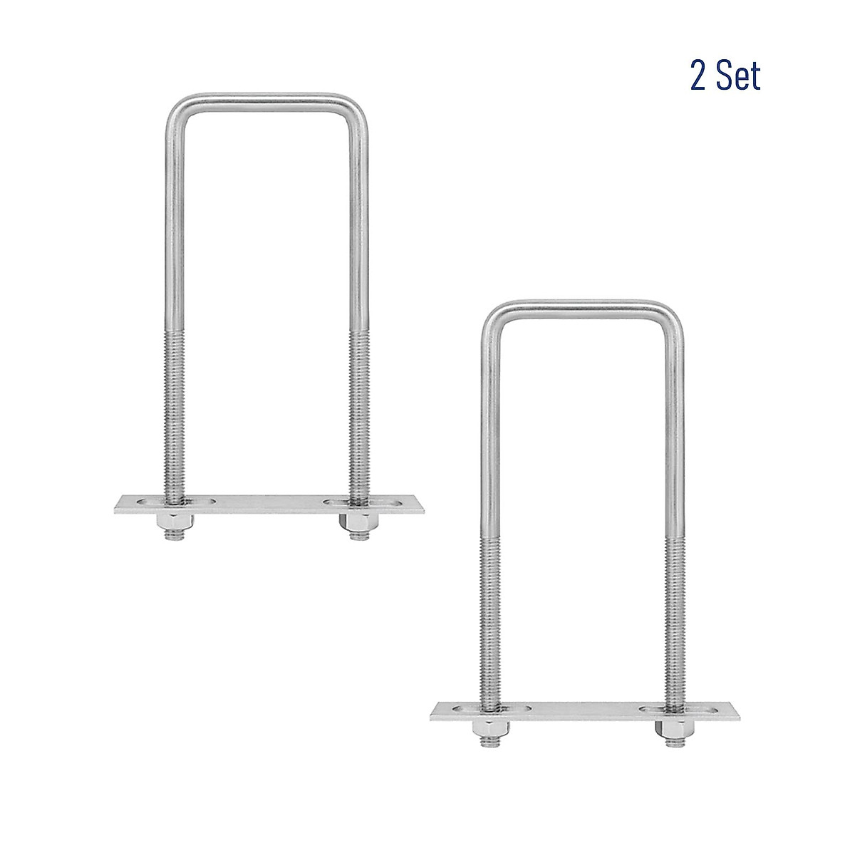 FOCMKEAS 2 Sets 304 Stainless Steel Square U-Bolts 3.15"(80mm) Inner Width, 5.91"(150mm) Length Stainless M10 with Nuts, Frame Plate, Accessories for Automobiles Trailer, Boat Trailer Industrial Parts