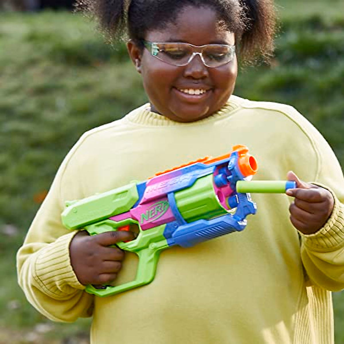 Nerf Mega CycloneShock Toy Blaster, Cybershock Color Style, 6-Dart Drum, 6 AccuStrike Mega Darts, Easy Priming (Amazon Exclusive)