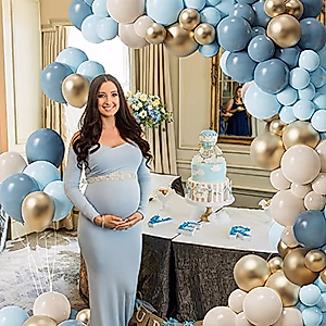 Dusty Blue Balloons Garland Arch Kit-122pcs Baby Blue Gold White Balloons Arch Kit, Baby Shower Decorations for Boy,Boy Birthday Party Decor Supplies