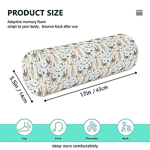 Vnurnrn Cute Llama Neck Support Pillow Round Neck Roll Bolster Cylinder Pillow Cervical Pillows Back Pillow for Leg Knee Back Head Support for Camp Study Work Men