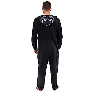 Marvel Men's Hooded One Piece Pajama, Black Panther Union Suit, S