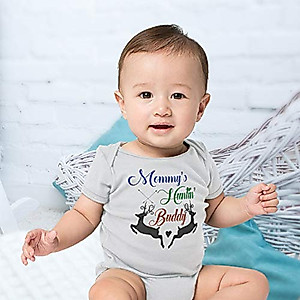 Custom Personalized Baby Bodysuit Mommy's Hunting Buddy Hunter Funny Cotton Boy & Girl Baby Clothes A White Design Only 6 Months